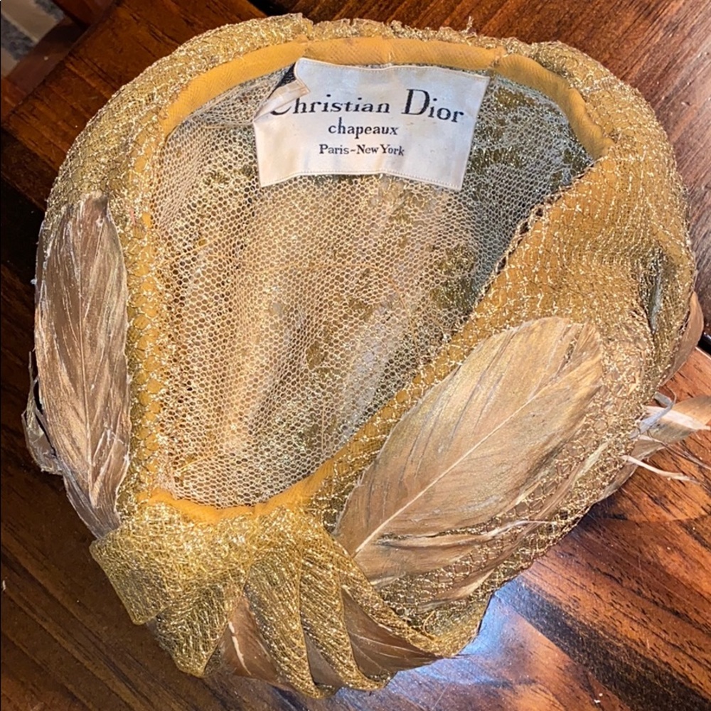 1960s Christian Dior Gilded Feather Turban - Gem